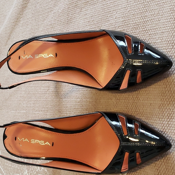Via Spiga | Shoes | Via Spiga Black Patent Slingback Heels | Poshmark
